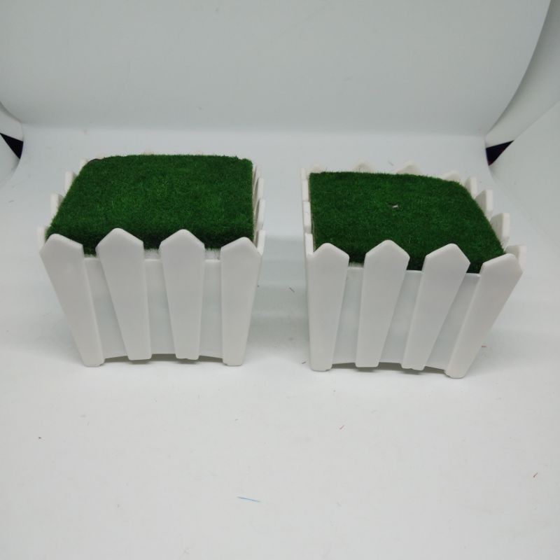 Jual Pot bunga plastik+busa lumut persegi motif pagar | Shopee Indonesia