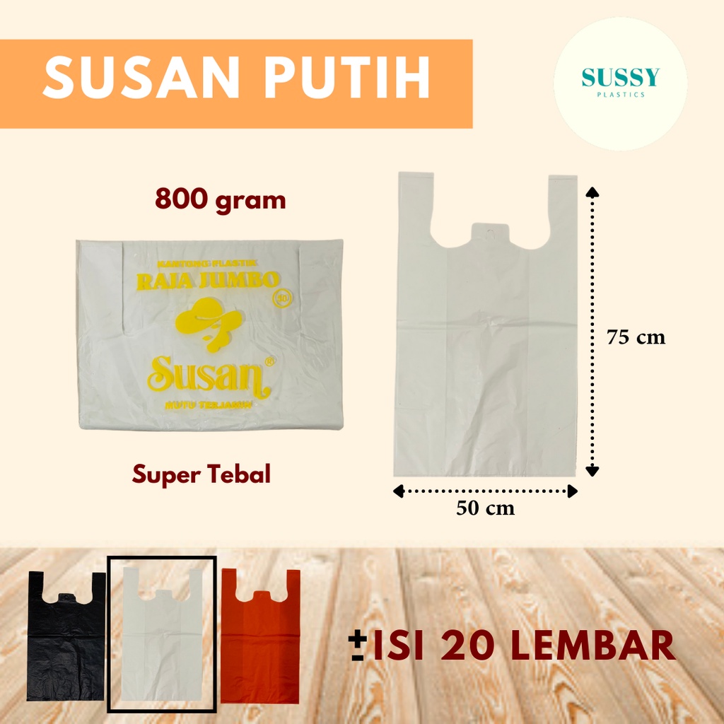 Jual Kantong Plastik Kresek Raja Jumbo Uk 50 SUSAN 800 Gr Merah Putih ...