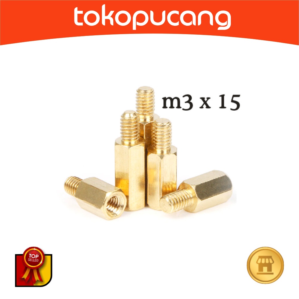 Jual Spacer PCB kuningan M3x15mm Standoff Hexagonal Tiang kaki Besi pcb | Shopee Indonesia