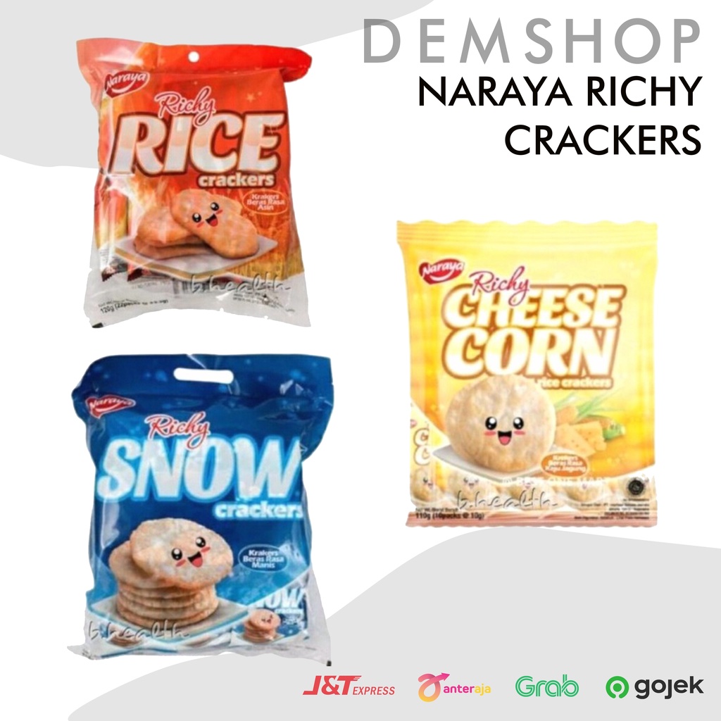 Jual Naraya Richy Rice Crackers & Snow Crackers & Cheese Corn Crackers ...