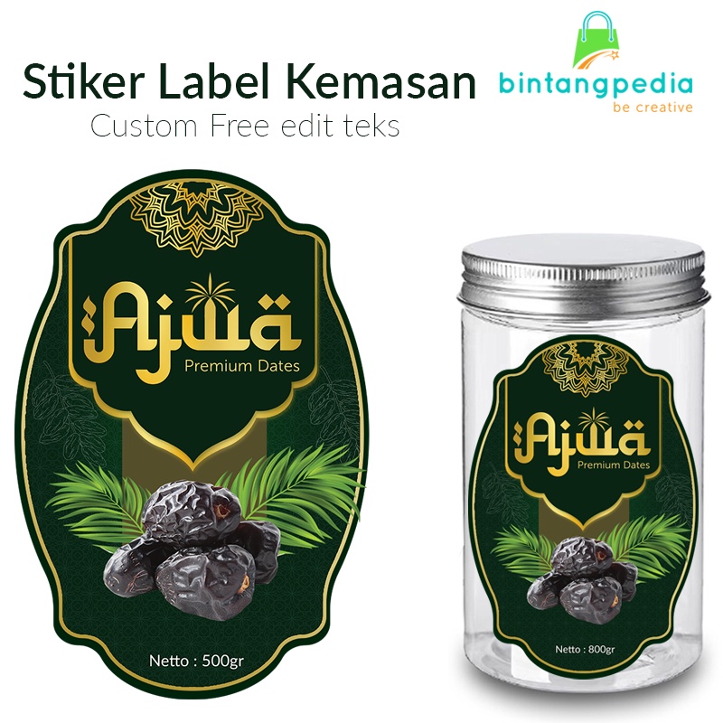 Jual STIKER LABEL KEMASAN KURMA (ISI 9PCS) | CUSTOM EDIT TEKS/UKURAN ...