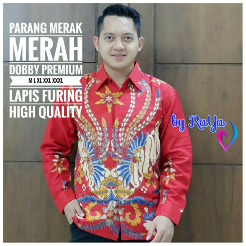 Jual Baju Hem Pria full furing PARANG MERAK MERAH katun halus Sragenan ...