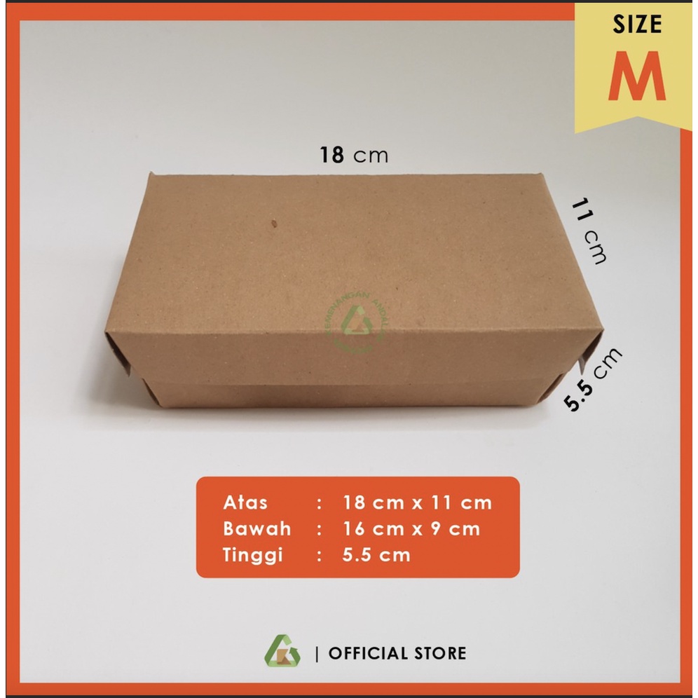 Jual Paper Lunch Box S,M,L/ Kotak makanan coklat polos/ lunch box selip ...