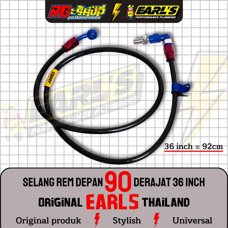 Jual Selang Rem Depan Earls Carbon Hitam 36 inch 92cm Nepel 90 Derajat Universal Original ...
