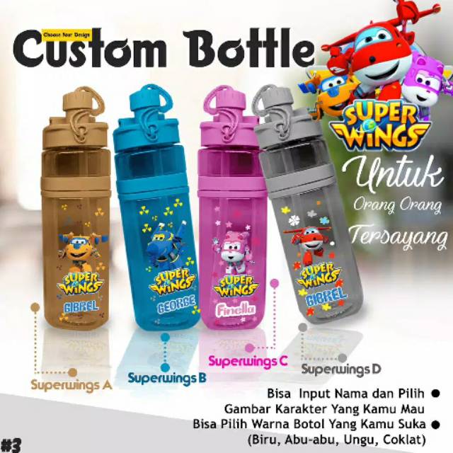 Jual Custom bottle / botol minum custom nama / botol minum cetak uv ...