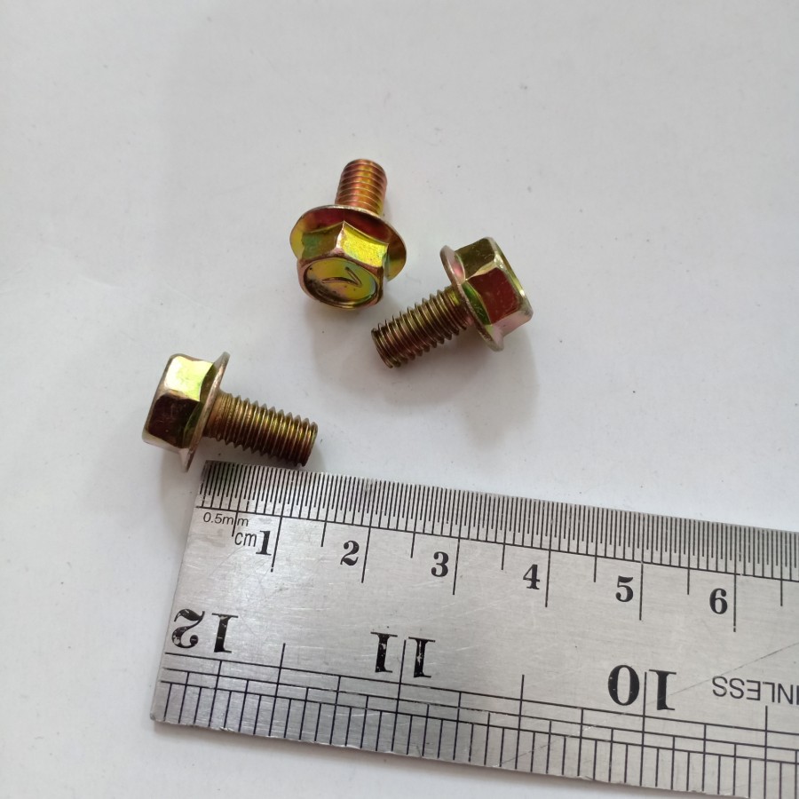 Jual BAUT TOPI / FLANGE BOLT PUTIH M6 X 10MM ( KUNCI 10) | Shopee Indonesia