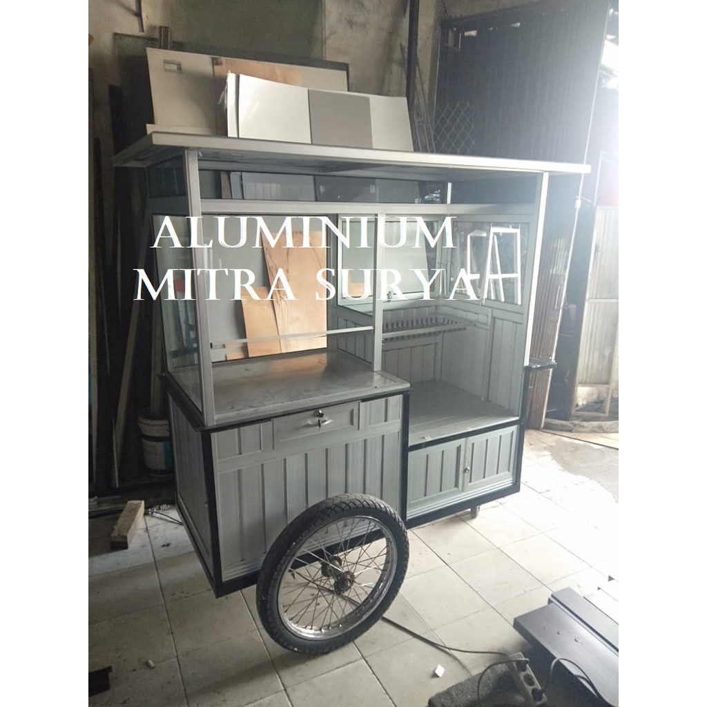 Jual Gerobak Keliling Roda Gerobak Aluminium Kaca Tahan Lama Jualan ...