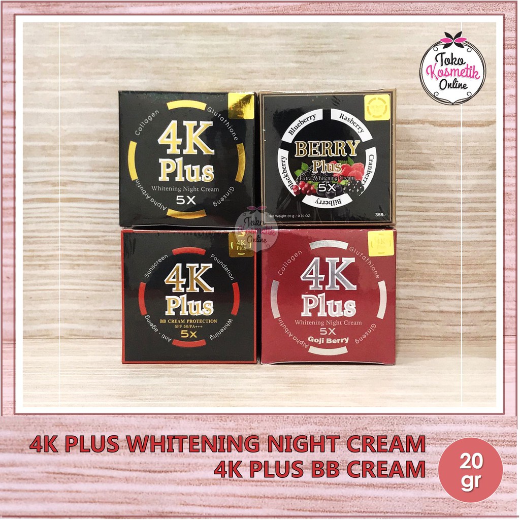 Jual 4K PLUS WHITENING NIGHT CREAM | 4K PLUS BB CREAM ( COLLAGEN ...