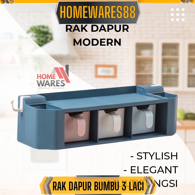Jual [DM89] Tempat Bumbu Rak Dapur Bumbu 3 Laci Serbaguna Kitchen Set ...