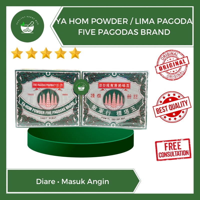 Jual Obat Sakit Perut Diare Masuk Angin Puyer Cap Lima Pagoda Ya Hom ...