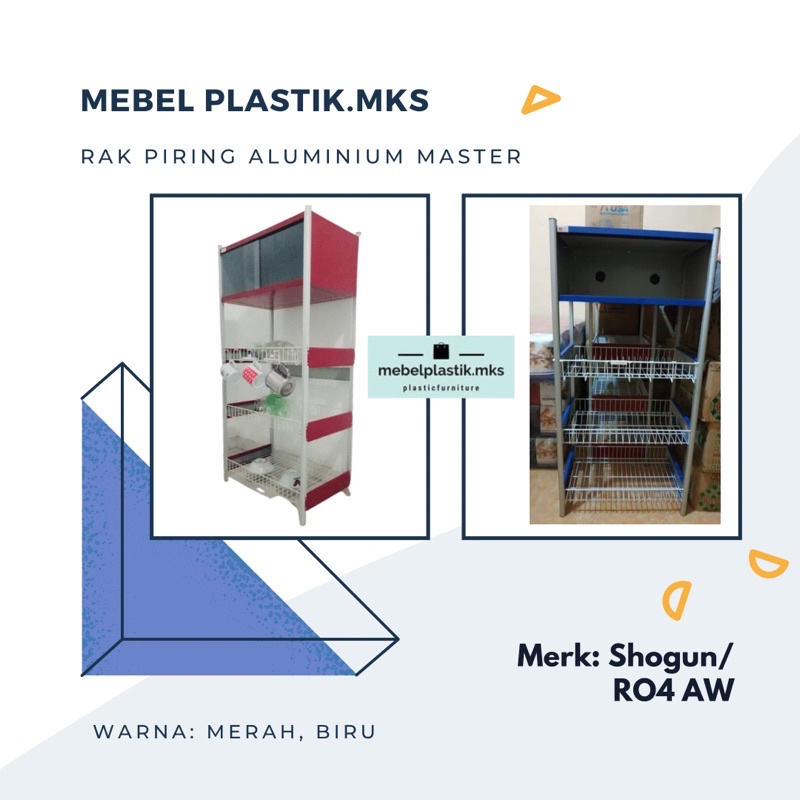 Jual Rak Piring/ Rak Gelas/ Rak Aluminium Master Warna Merah/Biru RO4AW ...