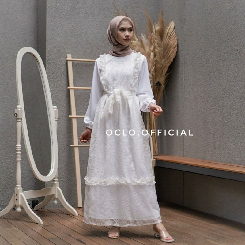 Jual Gonadi Dress (ready white, dusty pink, green) | Shopee Indonesia