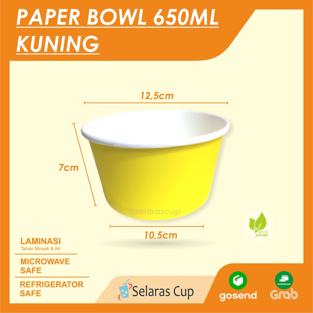 Jual ISI 100 mangkok kertas tahan air bisa untuk kuah panas berminyak ...