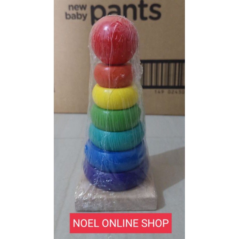 Jual Mainan Edukasi Puzzle Kayu Menara alas segiempat | Shopee Indonesia