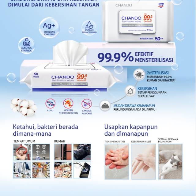 Jual Alcohol Wipe Chando / Chando Alcohol Wipes / sterilization Wipe ...