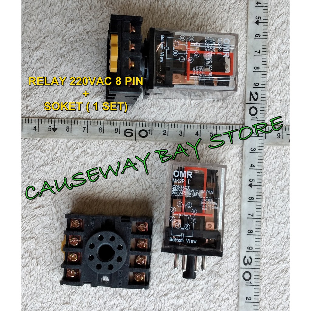 Jual RELAY 220VAC 8 PIN + SOKET ( 1 SET ) | Shopee Indonesia