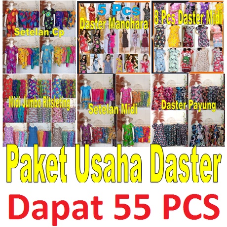 Jual Paket Usaha Daster Murah 1 Jutaan Dapat 55 Pcs Dress Midi, Setelan ...