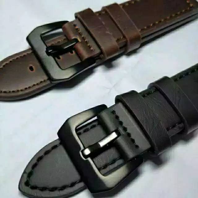 Jual TALI JAM KULIT NON LOGO UKURAN 22MM 24MM LEATHER STRAP TALI JAM ...