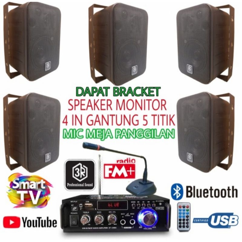 Jual Paket Speaker 3R 4 Inch 5 Titik Mic Podium Connect Smart Tv Leptop | Shopee Indonesia