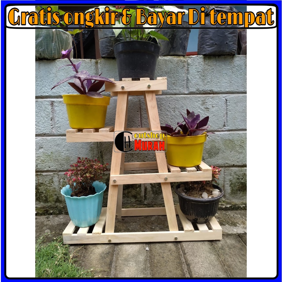 Jual Rangkaian rak bunga kayu model zigzag minimalis 55cm | Shopee ...