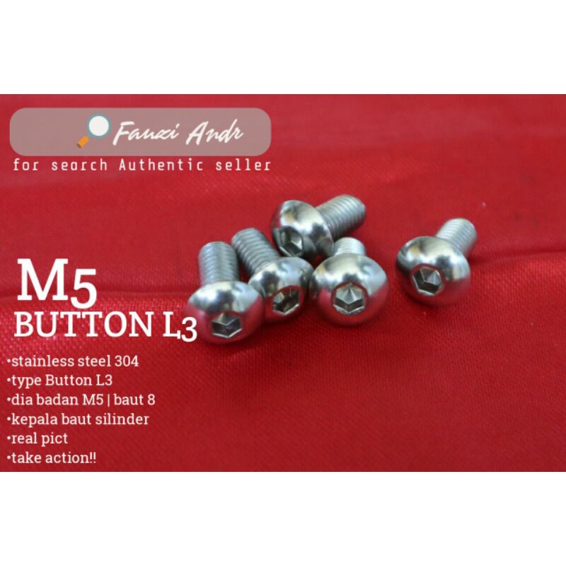 Jual BAUT L Button M5 Stainless | Baut 8 | Shopee Indonesia