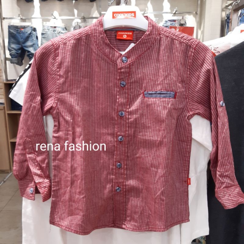 Jual RIJEK !! RF Cool kids koko merah panjang marun | Shopee Indonesia