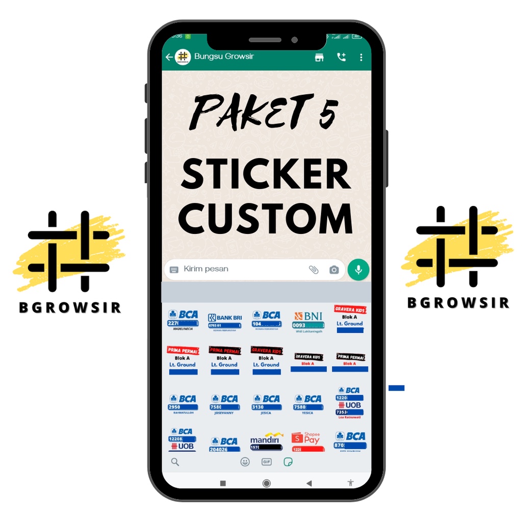 Jual PAKET 5 Sticker Whatsapp E-Money Custom | Shopee Indonesia