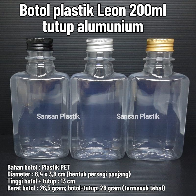 Jual Botol Plastik 200 ml Tutup Alumunium / Botol Leon 200ml Tutup ...
