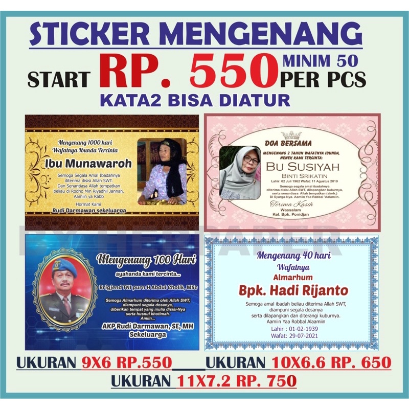 Jual STIKER TASYAKURAN MENGENANG 40 HARI/100 HARI/1000 HARI | Shopee ...