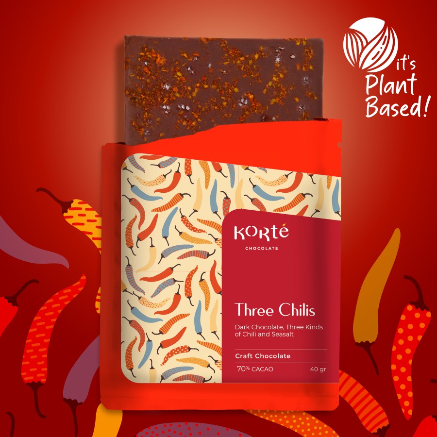 Jual Korte Chocolate - Three Chili & Seasalt Chocolate Bar | Shopee ...