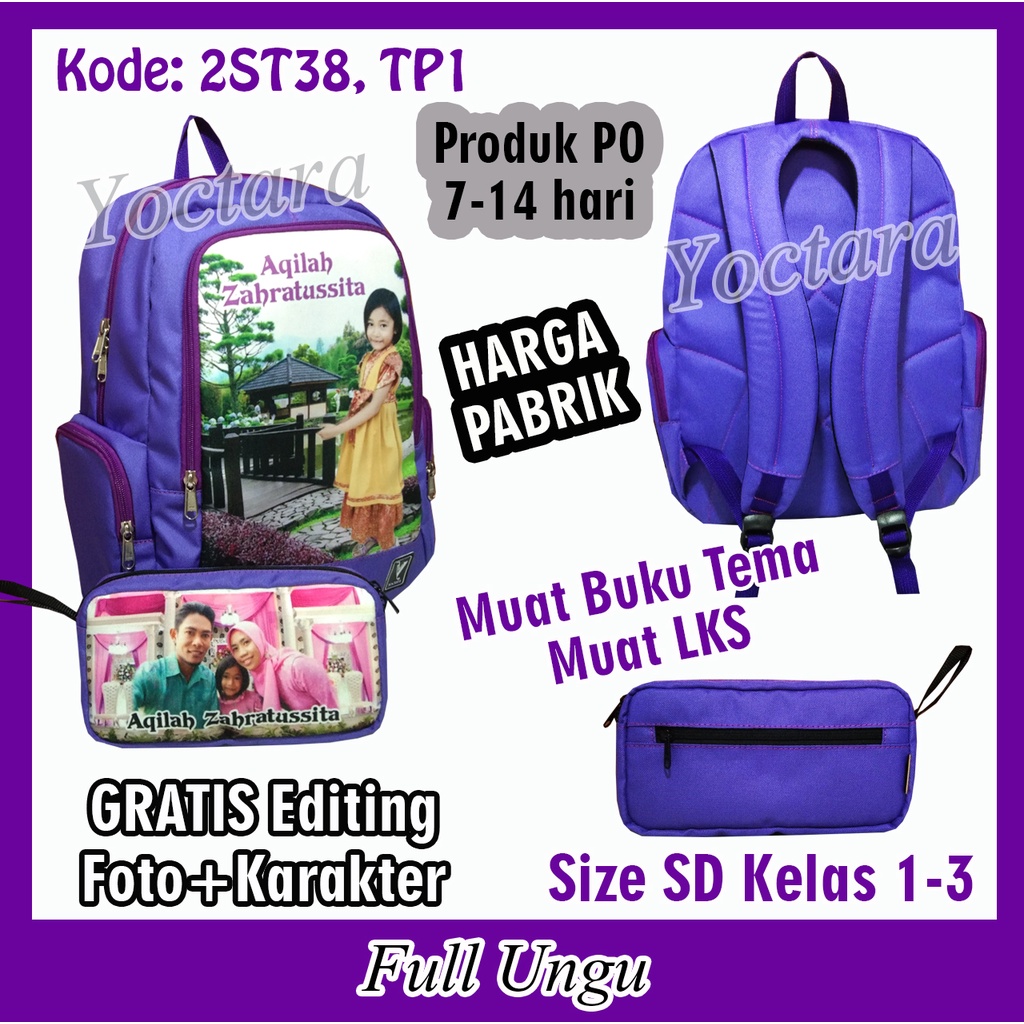 Jual Yoctara 2TS38 TP1 | Paket Tas dan Tempat Pensil Pakai Foto Nama ...
