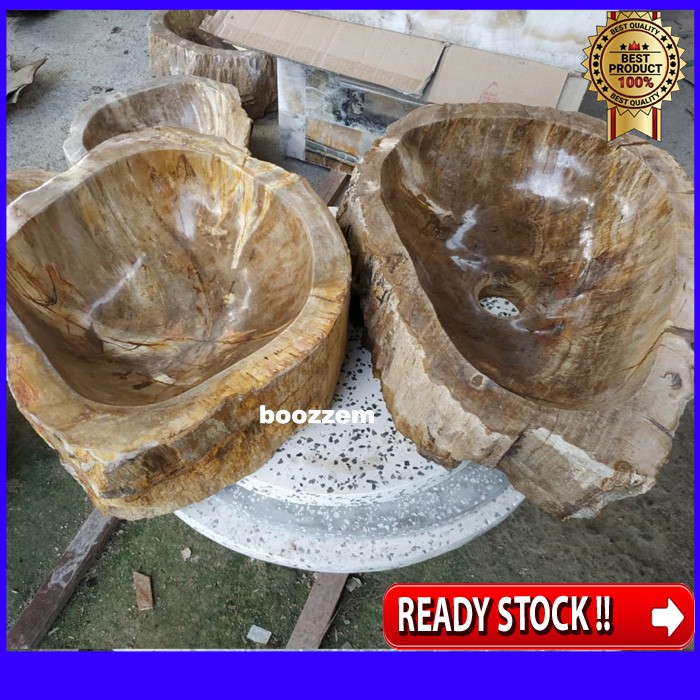 Jual wastafel batu fossil kayu natural alami klasik fossilized ...
