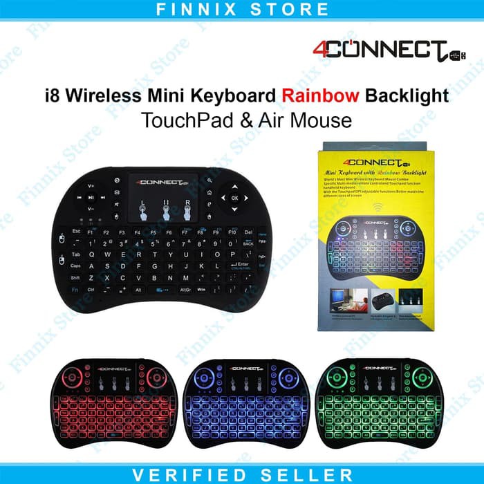 Jual 4Connect i8 RGB Wireless Mini Keyboard Air Mouse TouchPad Rainbow ...
