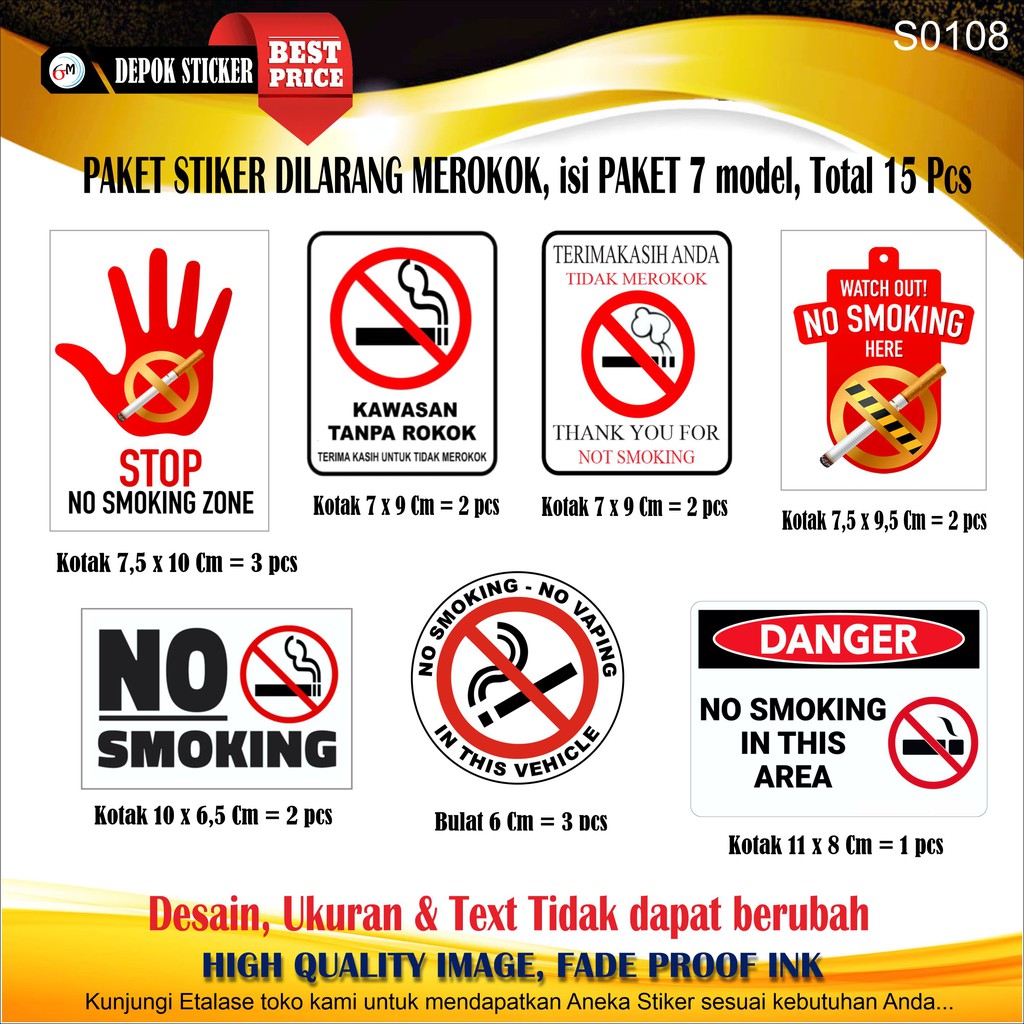 Jual Stiker Dilarang merokok (Paket isi 15 pcs) | Shopee Indonesia