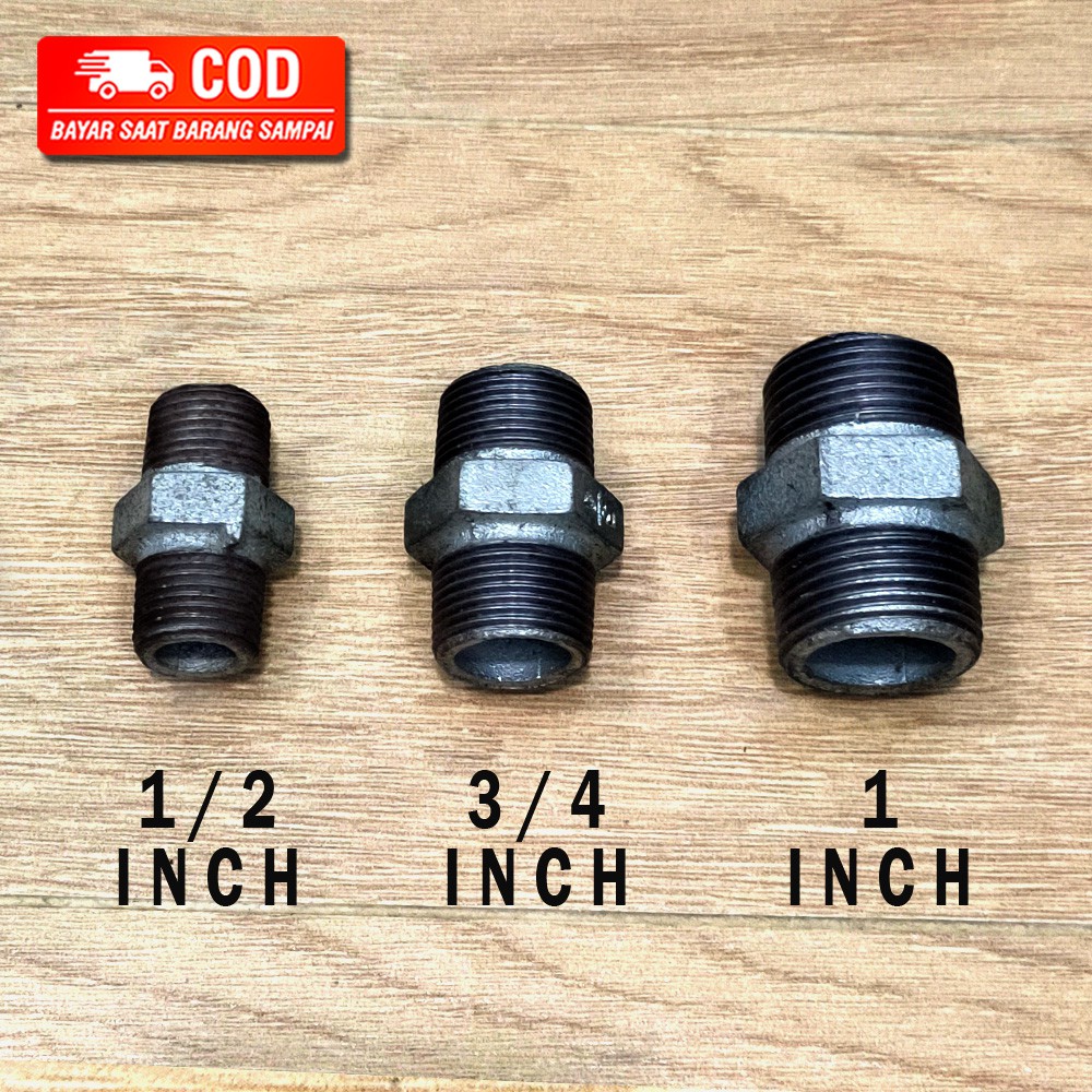 Jual DOUBLE NEPPLE BESI / DOUBLE NEPEL NIPPLE GALVANIS 1/2 - 3/4 -1 INCH | Shopee Indonesia