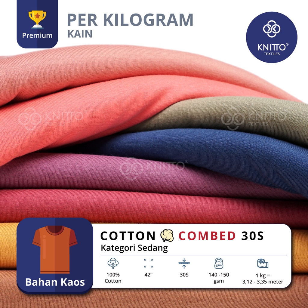 Jual KAIN COTTON COMBED 30S KATEGORI WARNA SEDANG (PART B) ( BAHAN KAOS ...