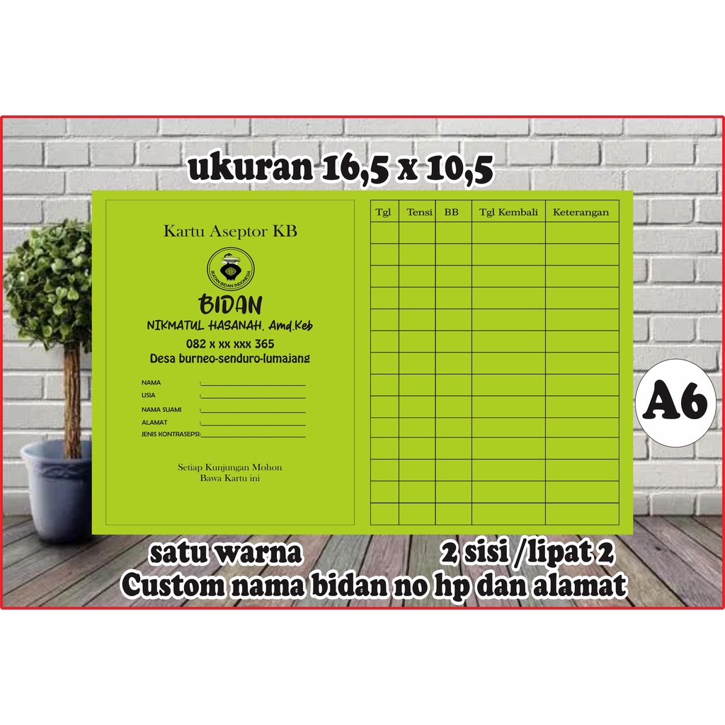 Jual 100 dan 50 pcs Kartu Akseptor KB - Kartu KB - Kartu KB lipat 2 ...