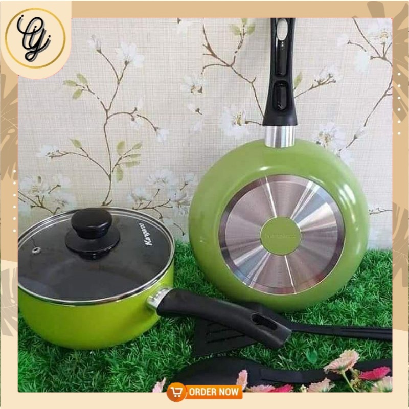 Jual Panci Teflon Set Ekonomis / Kangaroo Emerald | Shopee Indonesia