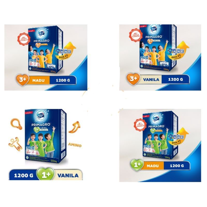 Jual susu PRIMAGO 1+ dan 3+ kemasan 1200gr rasa madu dan vanila ...