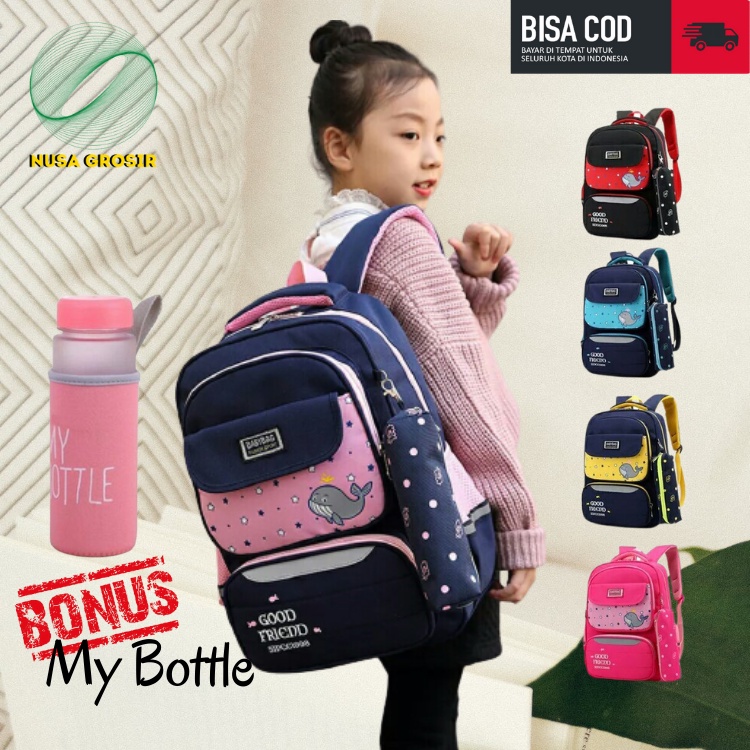 Jual Tas sekolah Anak Laki Laki dan Perempuan TK SD SMP Bonus My Bottle Botol Minum Tas Ransel ...