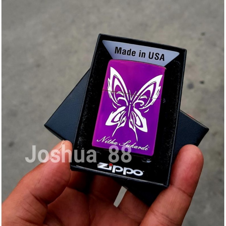 Jual Zippo Custom Korek Api Purple Lembayung Ukir Drama Korea Kupu ...
