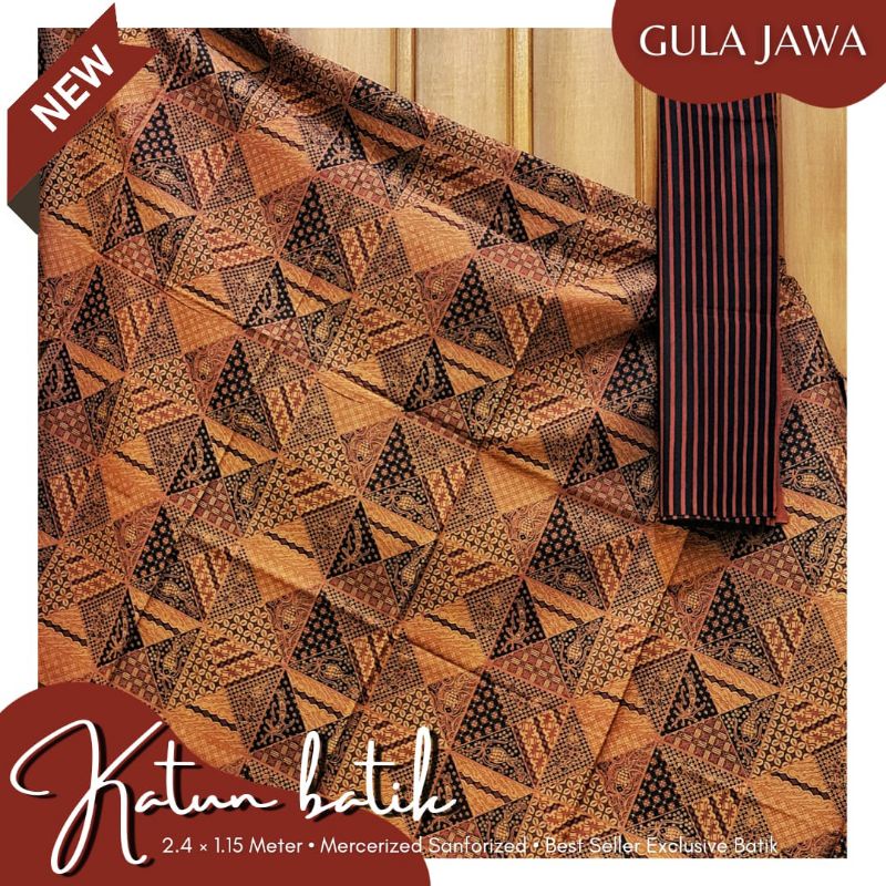 Jual Kain katun Batik Sanforizied motif tiga dimensi warna gula jawa ...