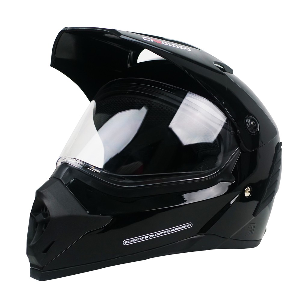 Jual Cargloss Supermoto Helm Full Face - Deep Black | Shopee Indonesia