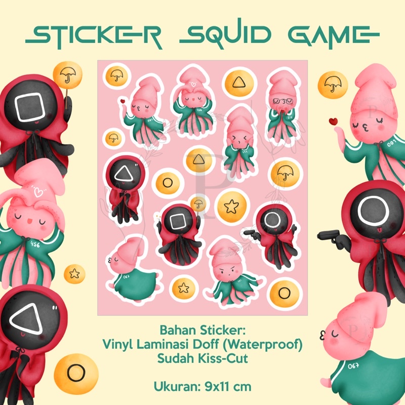 Jual Sticker Vinyl Squid Game Waterproof Kisscut Journaling Notes Lucu ...
