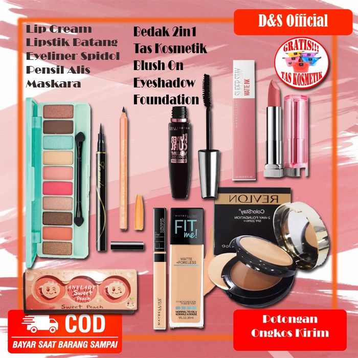 Jual 1 Paket Make Up Maybelline / Paket Kosmetik Wajah Make Up Wanita 1 ...