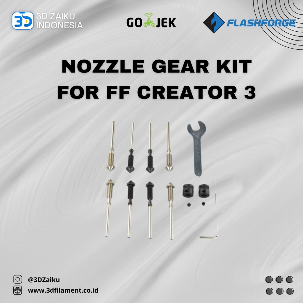 Jual Original Flashforge Creator 3 Nozzle And Gear Complete Kit