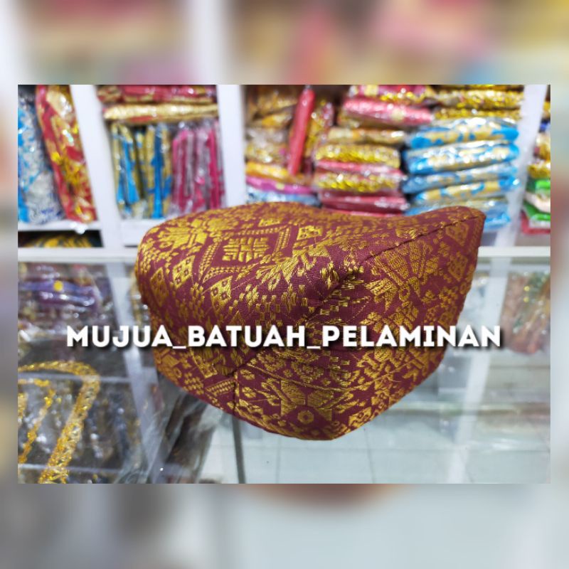 Jual Saluak Songket Topi Pengantin Padang Dewasa Merah Sama Maroon ...
