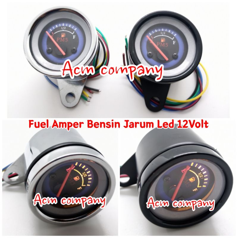Jual Fuel Meter Bensin Jarum Led / Indikator Bensin Jarum Bulat 12Volt ...