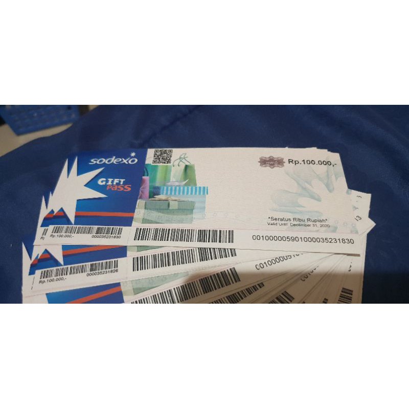 Jual voucher Sodexo Perlembar Rp.100.000 , total 40 lembar. | Shopee ...