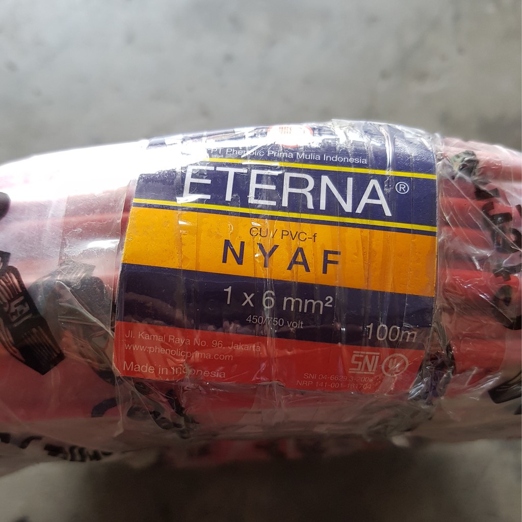 Jual ETERNA NYAF 6 MM ( 100M ) / KABEL LISTRIK SERABUT TEMBAGA AF 6MM ( 100 METER ) BIRU HITAM ...